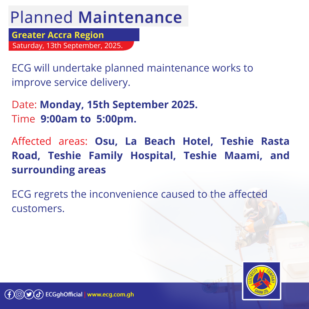 Electricity Company of Ghana Ltd - Planned Maintenance Works In Greater ...