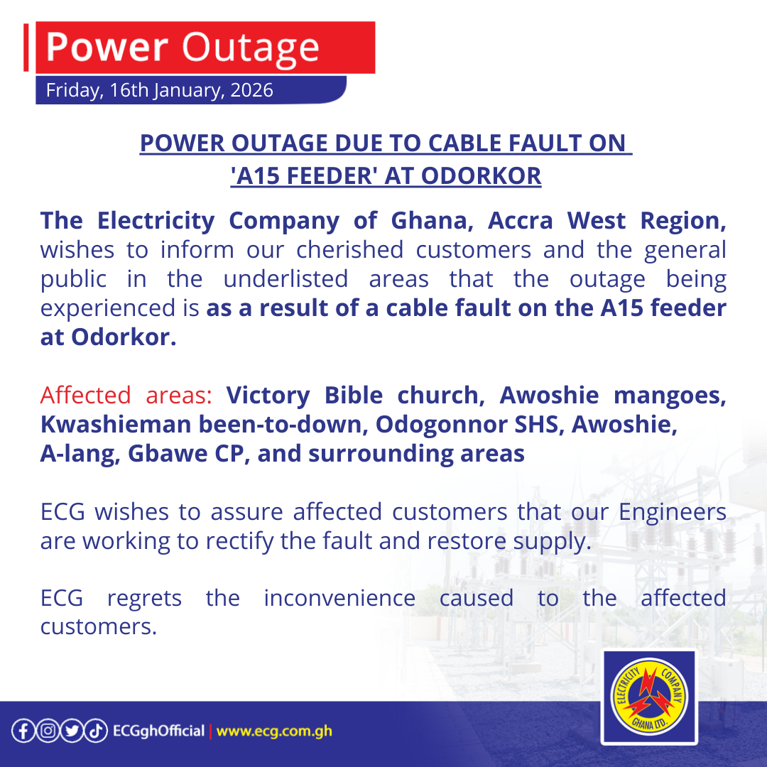 Electricity Company of Ghana Ltd - POWER OUTAGE DUE TO CABLE FAULT ON ...