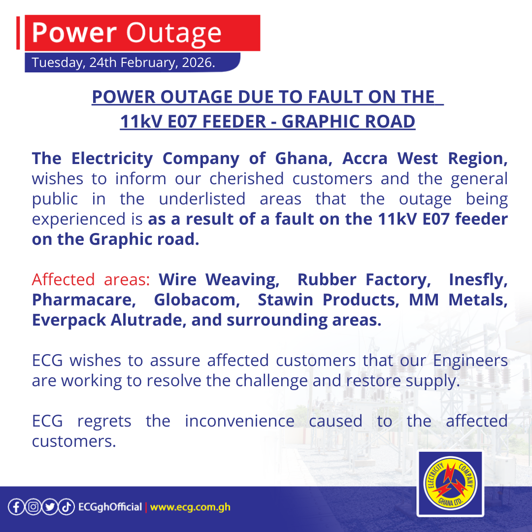 Electricity Company of Ghana Ltd - POWER OUTAGE DUE TO FAULT ON THE ...