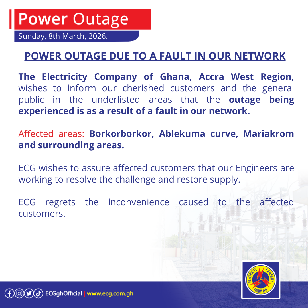 Electricity Company of Ghana Ltd - POWER OUTAGE DUE TO A FAULT IN OUR ...