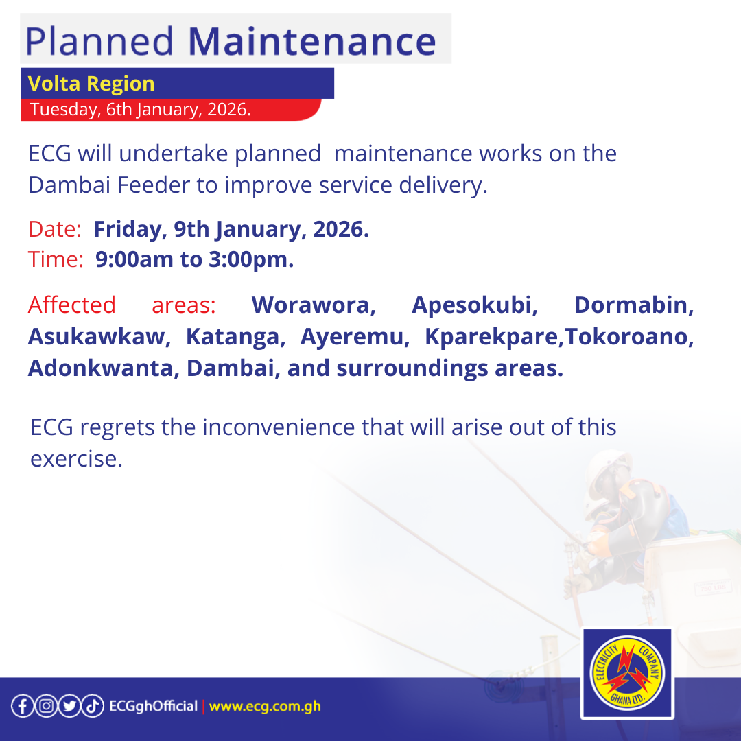 Electricity Company of Ghana Ltd - Planned Maintenance Works In Volta ...