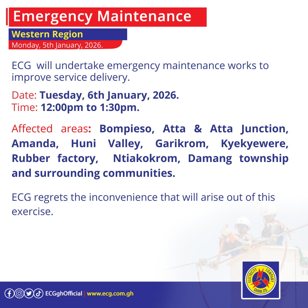 Electricity Company of Ghana Ltd - Emergency Maintenance works in ...