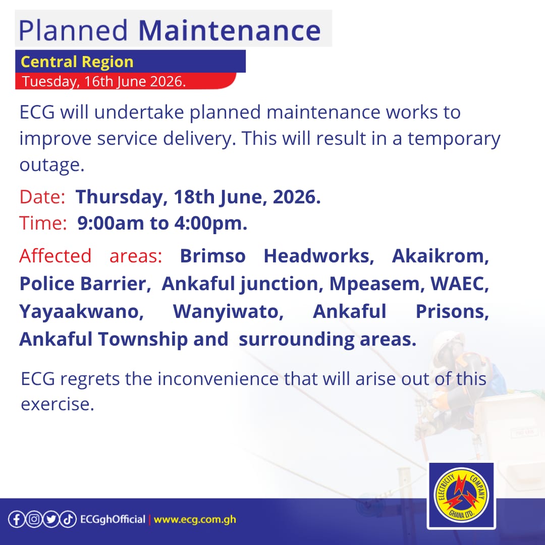 Electricity Company of Ghana Ltd - Planned Maintenance works in Central ...
