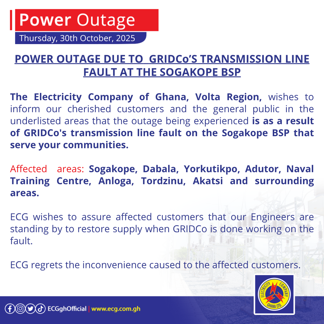 Electricity Company of Ghana Ltd - POWER OUTAGE DUE TO GRIDCoS ...