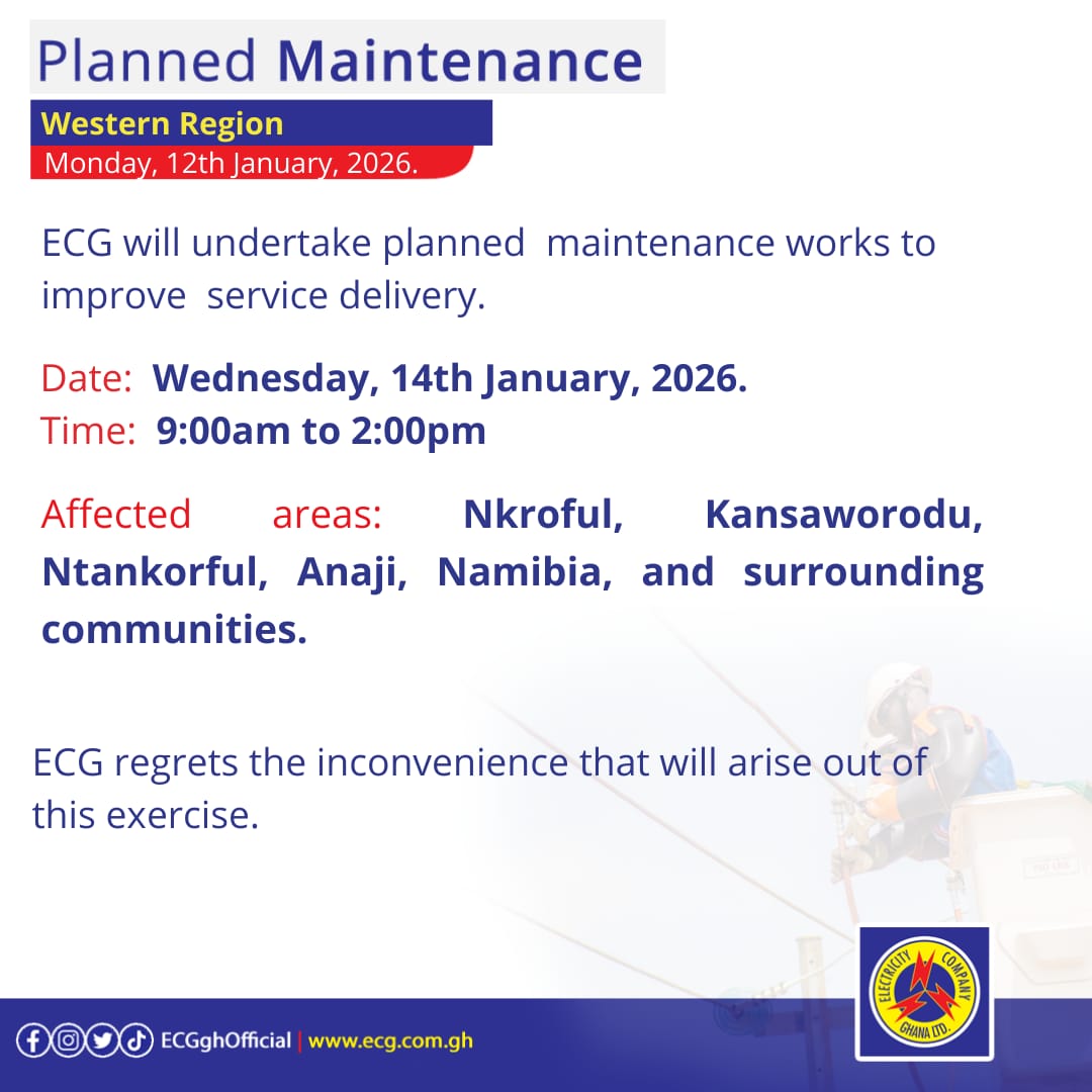 Electricity Company of Ghana Ltd - Planned Maintenance works in Western ...
