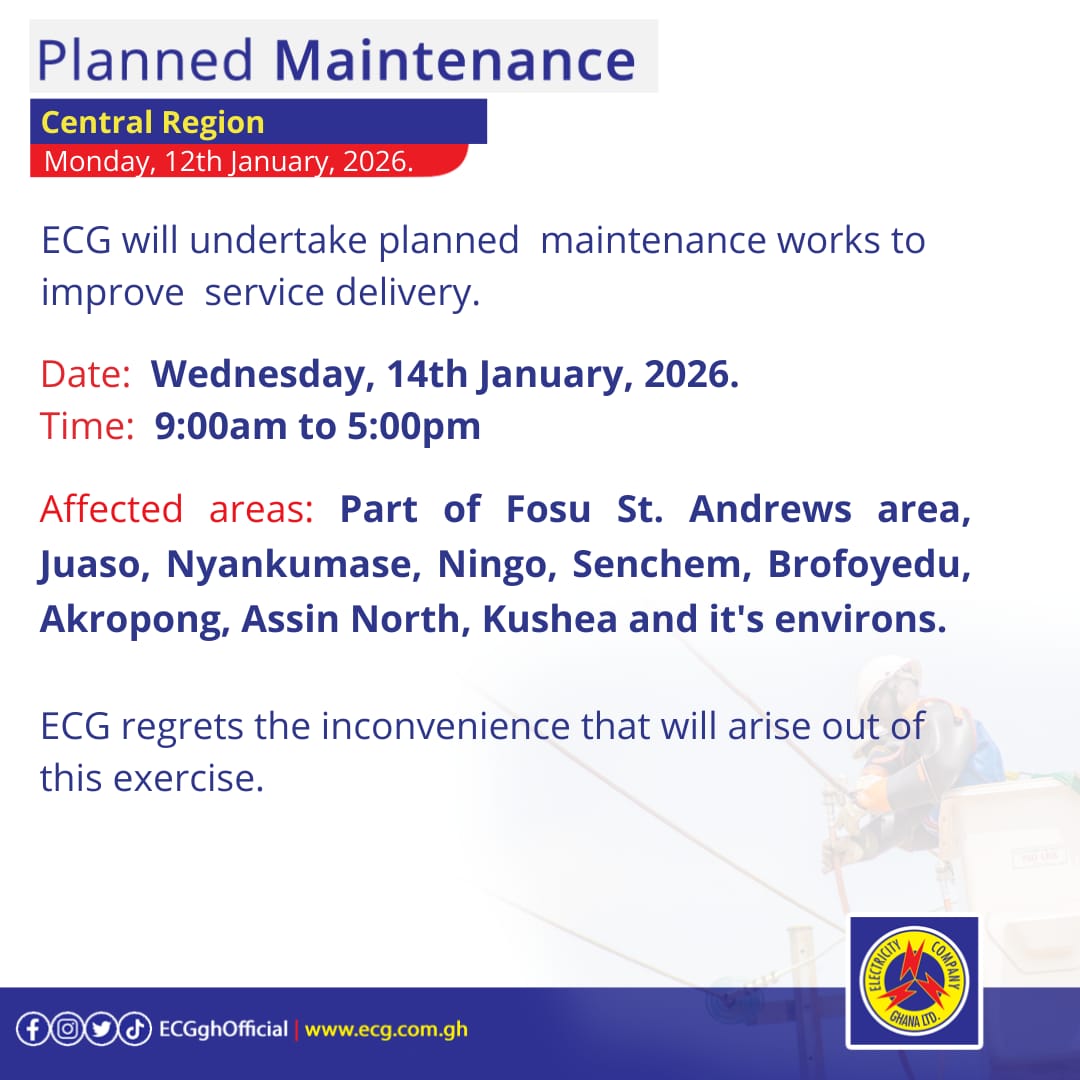 Electricity Company of Ghana Ltd - Planned Maintenance works in Central ...
