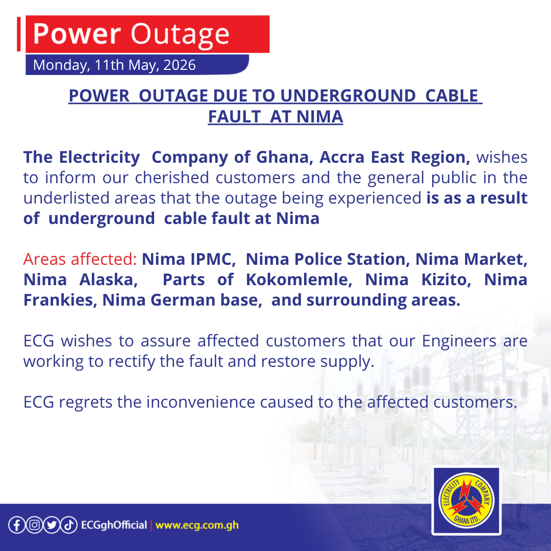 Electricity Company of Ghana Ltd - POWER OUTAGE DUE TO UNDERGROUND ...