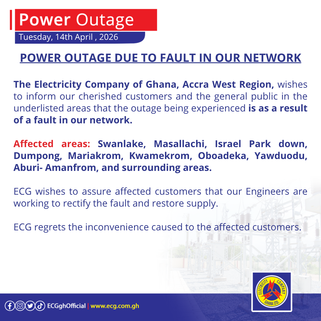 Electricity Company of Ghana Ltd - POWER OUTAGE DUE TO FAULT IN OUR ...