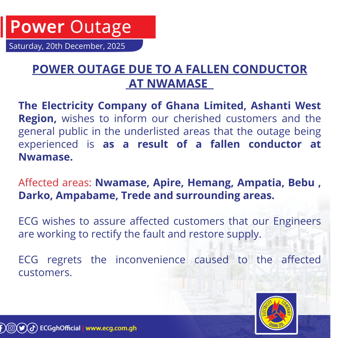 Electricity Company of Ghana Ltd - Power Outage Due to a Fallen ...