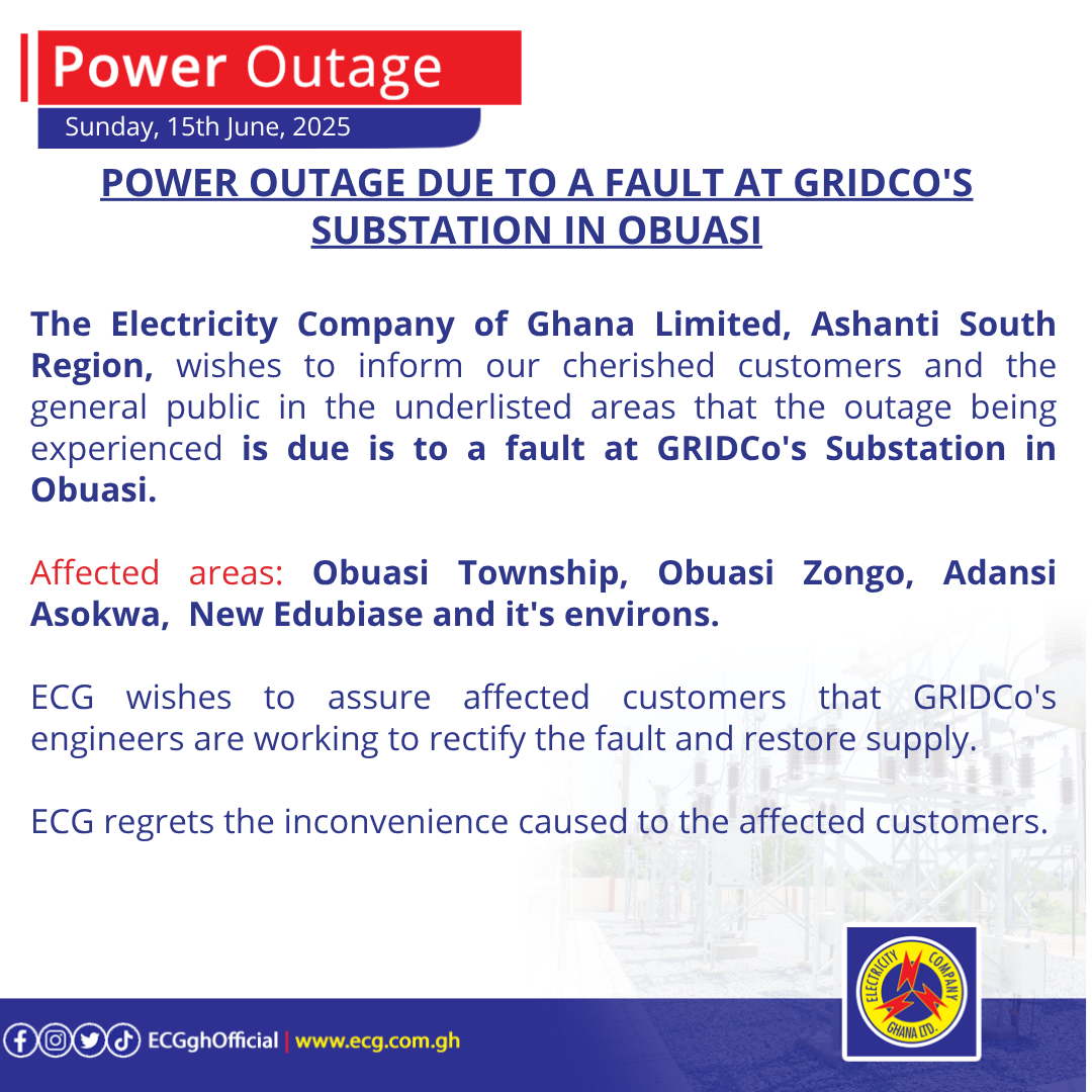Electricity Company of Ghana Ltd - Power Outage Due to a Fault at ...