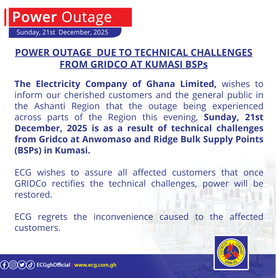 Electricity Company of Ghana Ltd - Power Outage Due to Technical ...