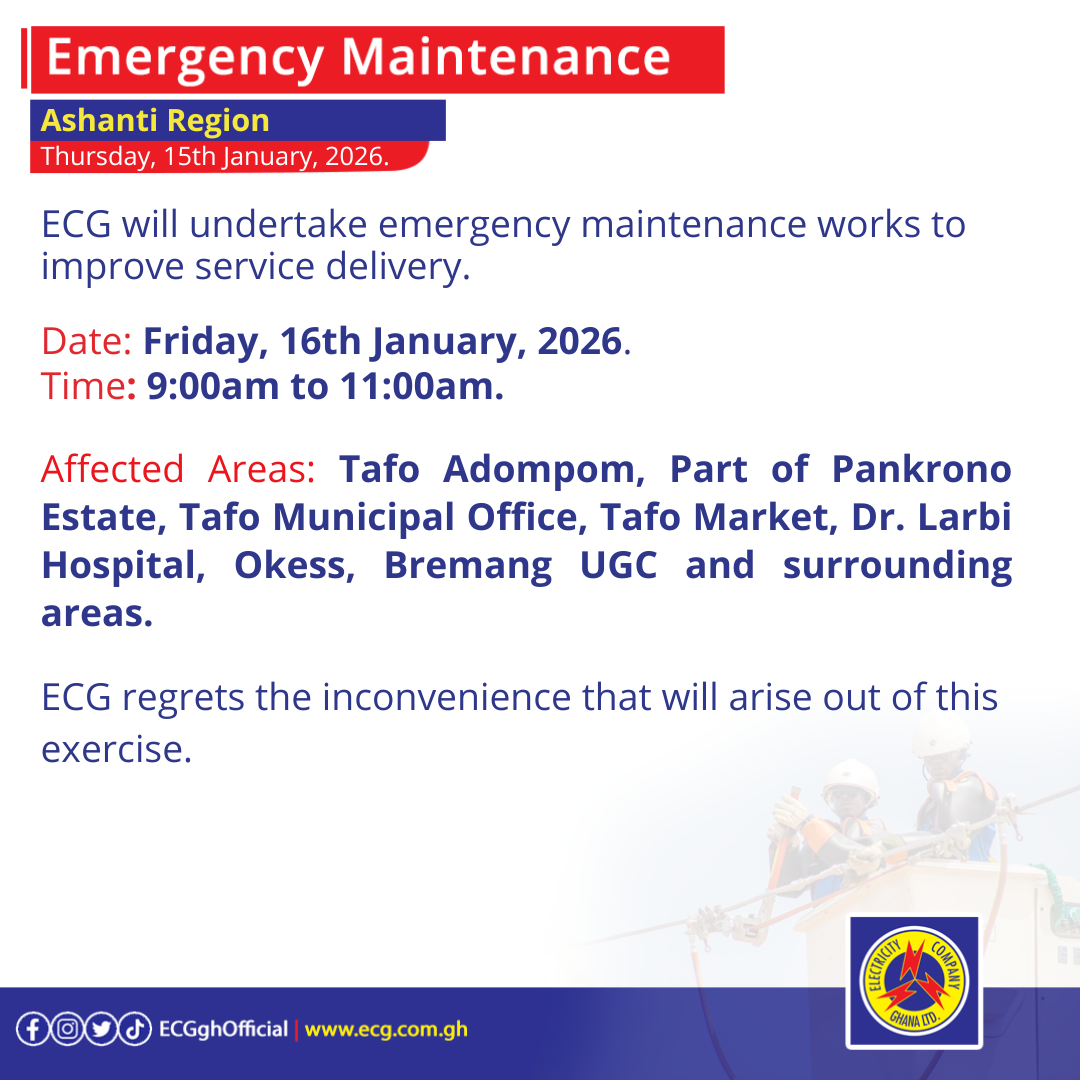 Electricity Company of Ghana Ltd - Emergency Maintenance Works in ...