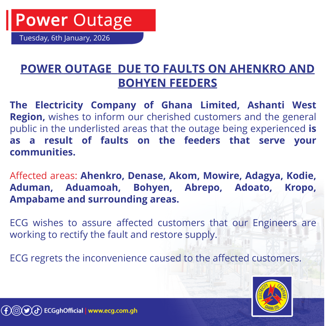 Electricity Company of Ghana Ltd - Power Outage Due to Faults on ...