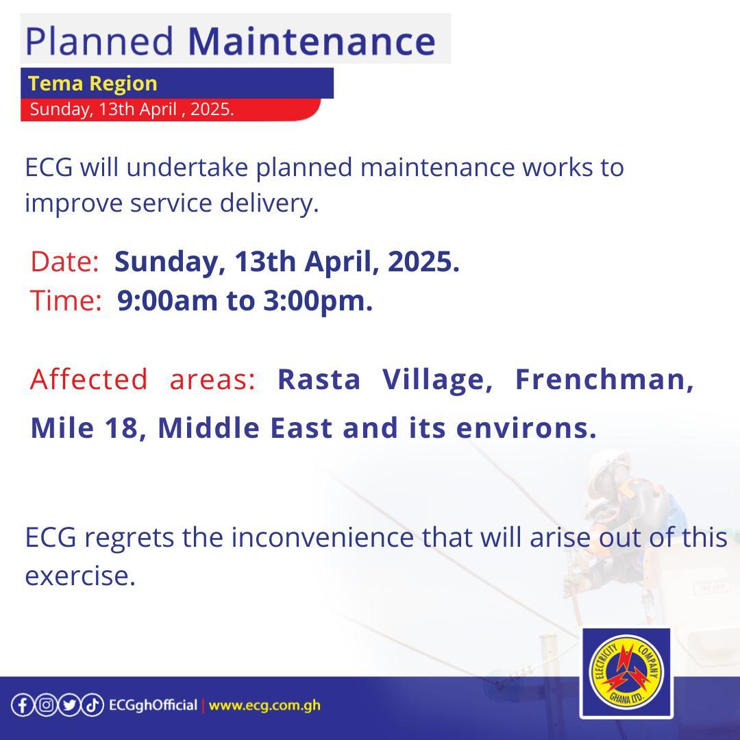 Electricity Company of Ghana Ltd - Planned Maintenance works in Tema ...