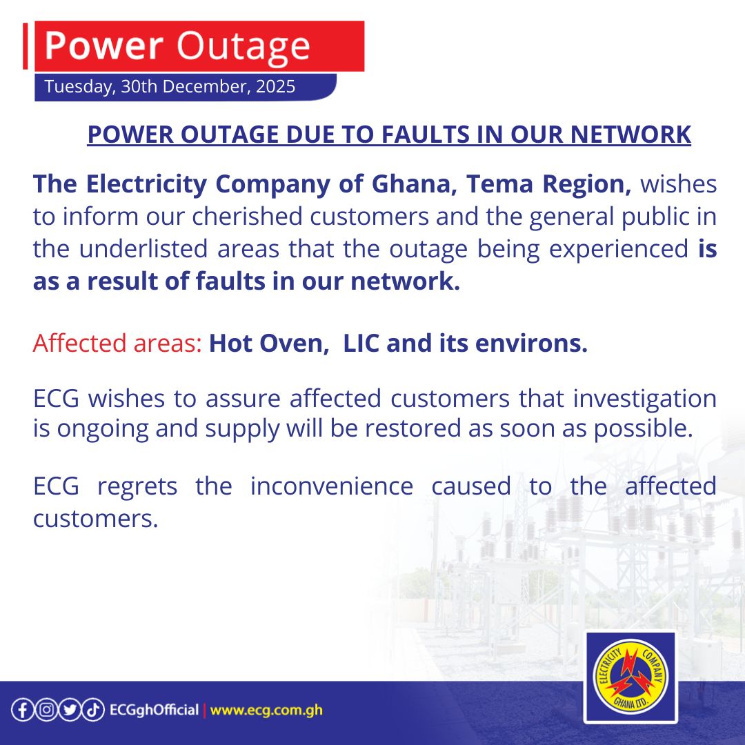 Electricity Company of Ghana Ltd - Power Outage due to Faults in Our ...