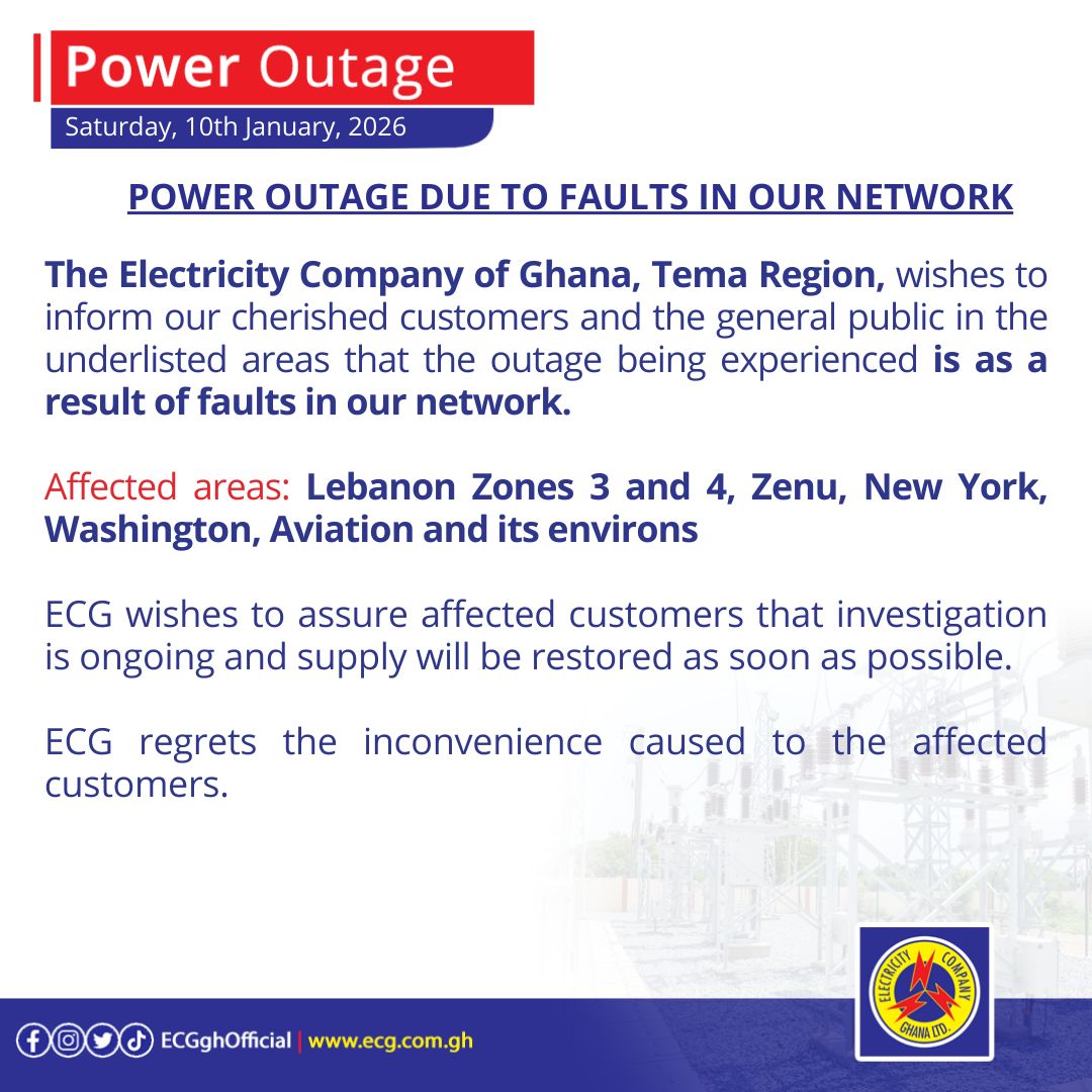 Electricity Company of Ghana Ltd - Power Outage due to Faults in Our ...