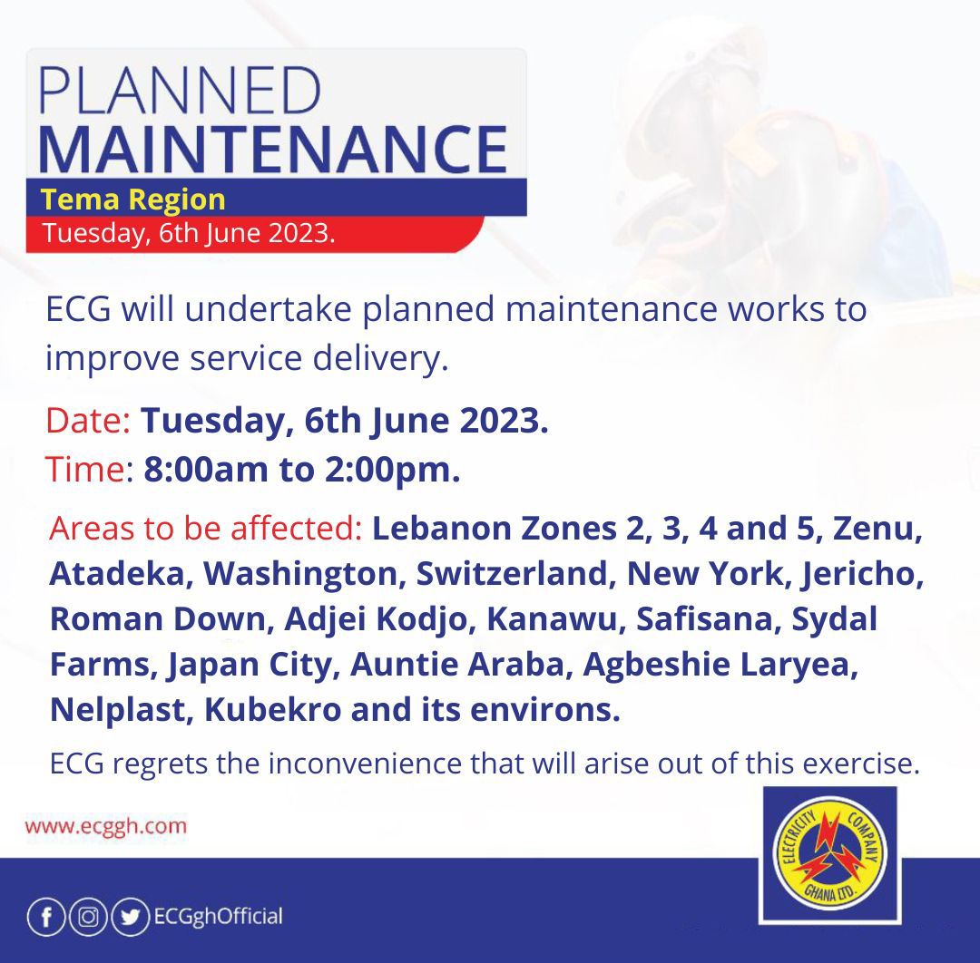 Electricity Company of Ghana Ltd - Planned Maintenance Works At Tema ...